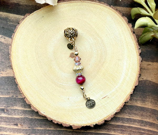 I AM LOC'D FUCHSIA PINK Tiger's Eye Loc Jewel - TIFFANY'S LOC JEWELS