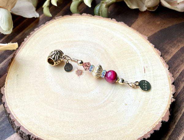 I AM LOC'D FUCHSIA PINK Tiger's Eye Loc Jewel - TIFFANY'S LOC JEWELS